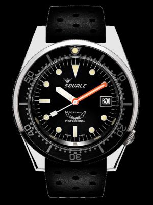 Super-Squale Black Arabic Dive Watch - Leather | Australia Authorized ...